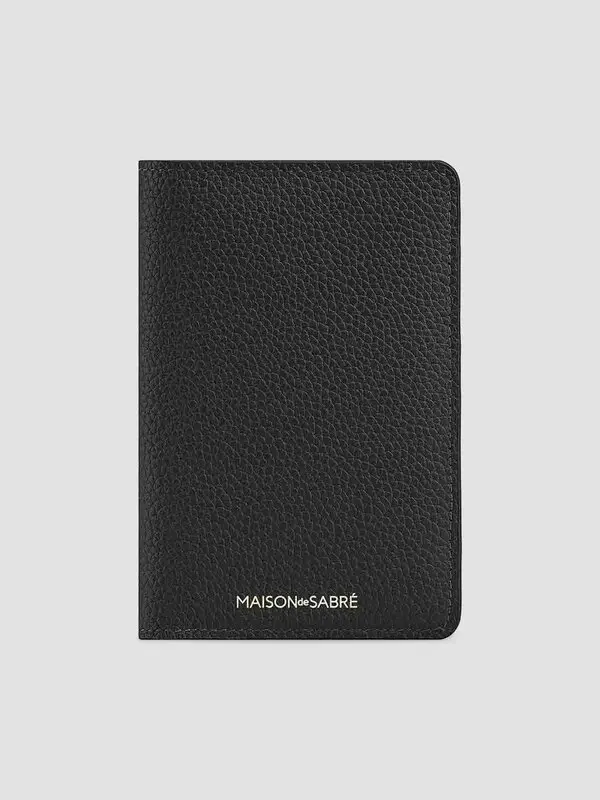 MAISON DE SABRE Leather Passport Holder - Black Caviar