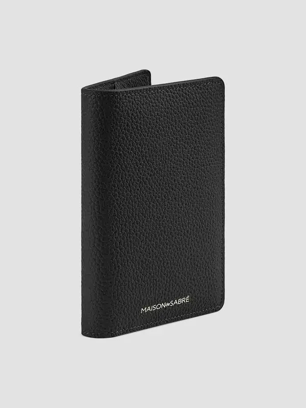 MAISON DE SABRE Leather Passport Holder - Black Caviar