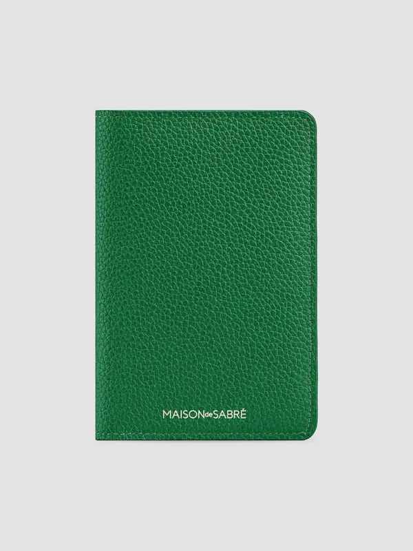 MAISON DE SABRE Leather Passport Holder - Emerald Green