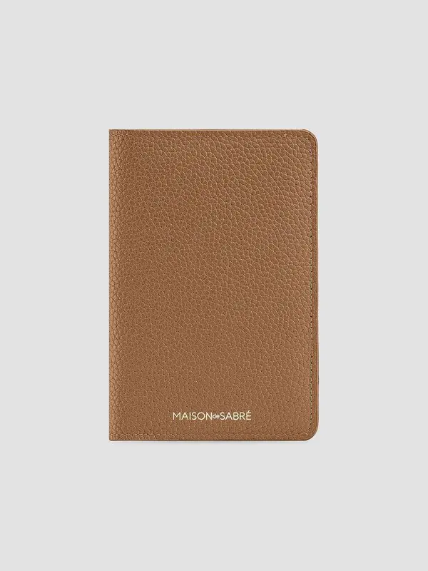 MAISON DE SABRE Leather Passport Holder - Sandstone Lily