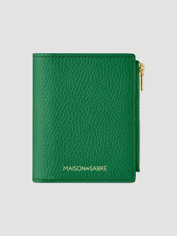 MAISON DE SABRE Leather Bifold Wallet - Emerald Lily