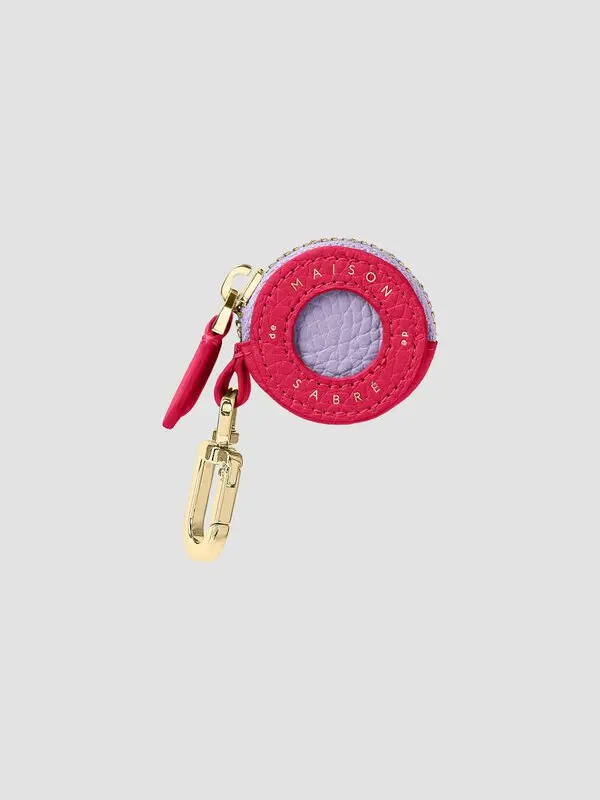MAISON DE SABRE Leather Airtag Charm - Fuchsia Lavender