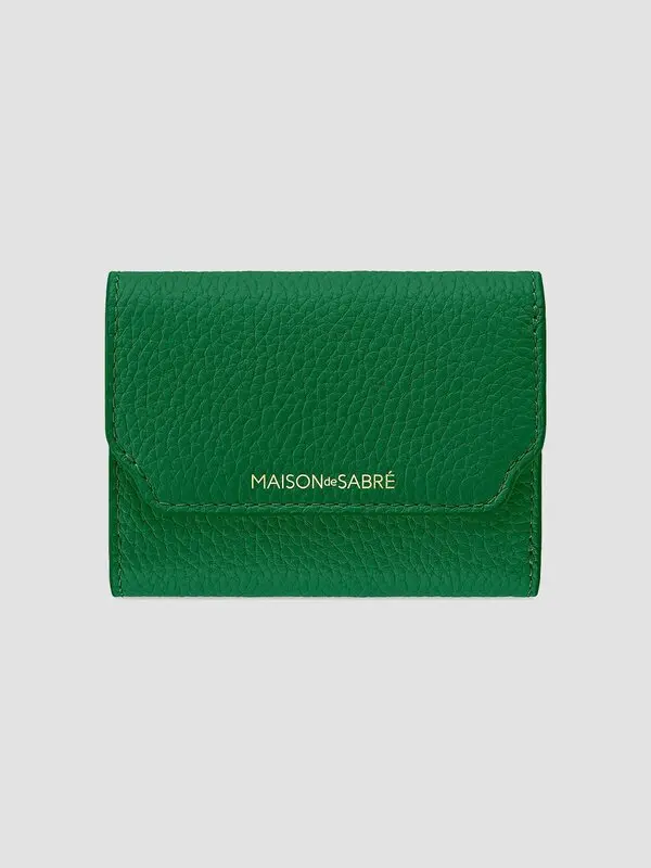 MAISON DE SABRE Leather Trifold Wallet - Emerald Lily