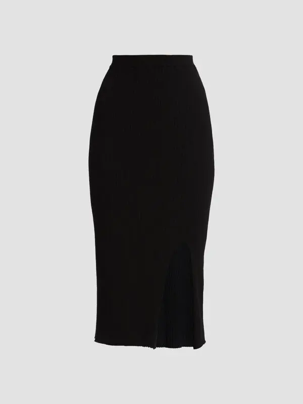 SAKS FIFTH AVENUE Wide Rib-knit Pencil Skirt - Black