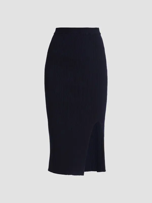 SAKS FIFTH AVENUE Wide Rib-knit Pencil Skirt - Deep Navy