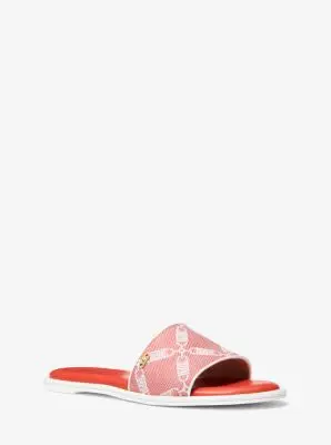 Michael Kors Saylor Empire Logo Jacquard Slide Sandal