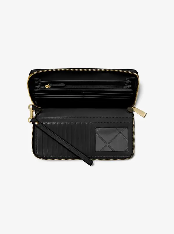 Michael Kors Large Saffiano Leather Continental Wallet In By - Black