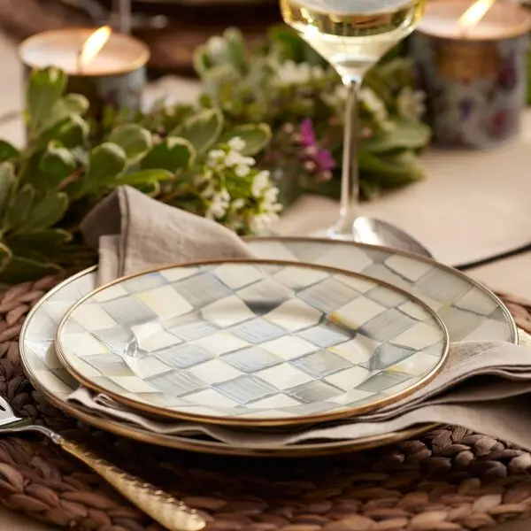 MACKENZIE-CHILDS Sterling Check Enamel Salad/dessert Plate