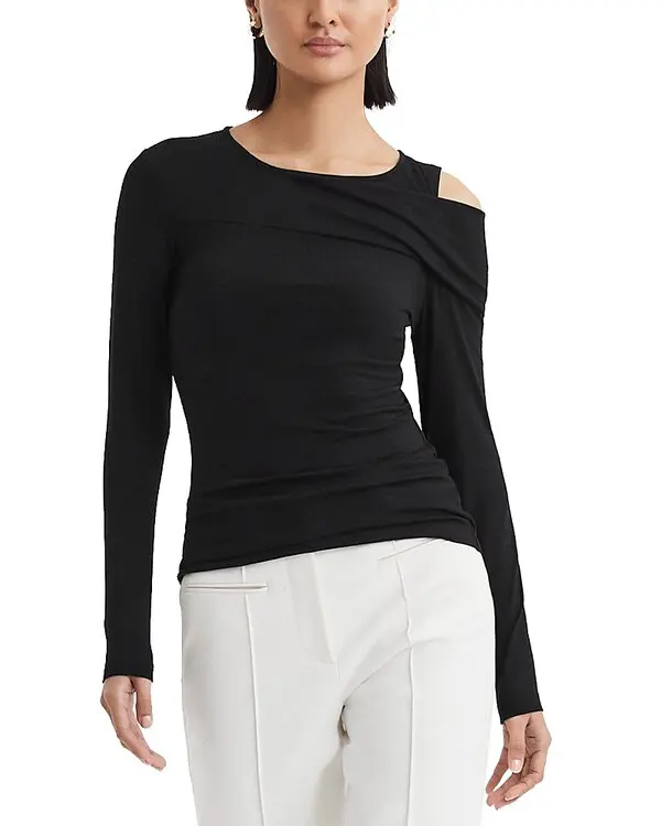 REISS Adeline Drape Shoulder Top
