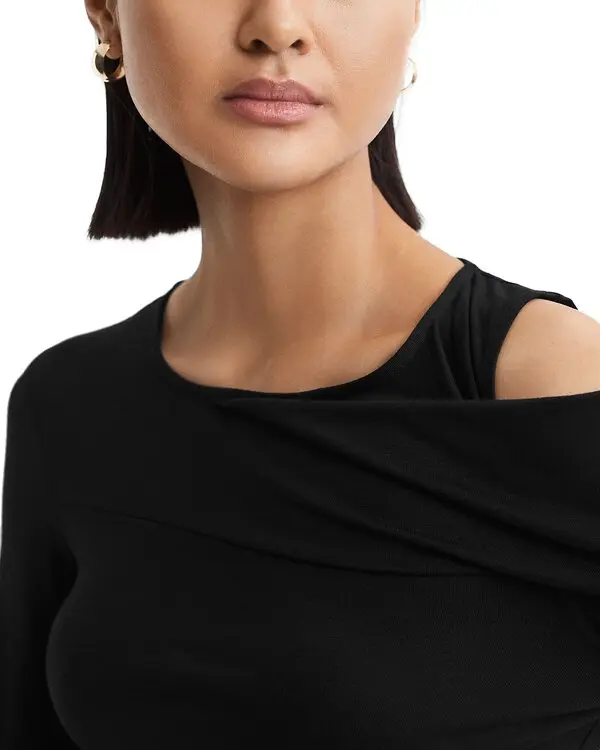 REISS Adeline Drape Shoulder Top