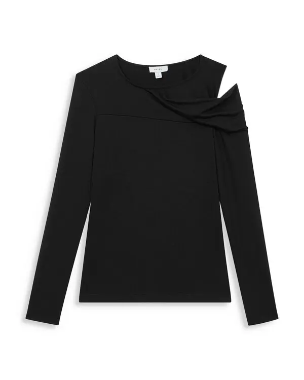 REISS Adeline Drape Shoulder Top