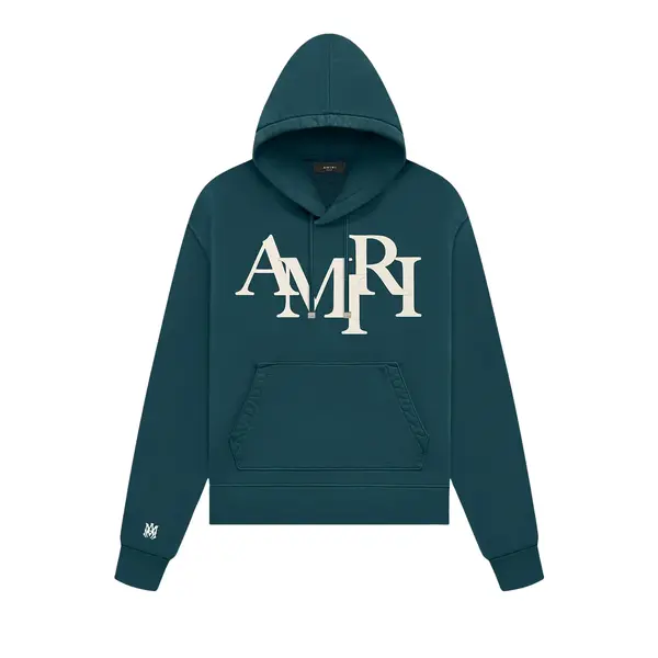 Amiri Staggered Logo Hooded Sweatshirt - Green
