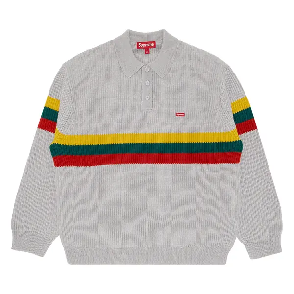 Supreme Small Box Polo Sweater - Grey | Editorialist