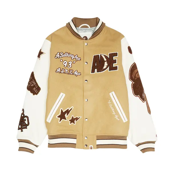 A BATHING APE Multi Motif Varsity Jacket