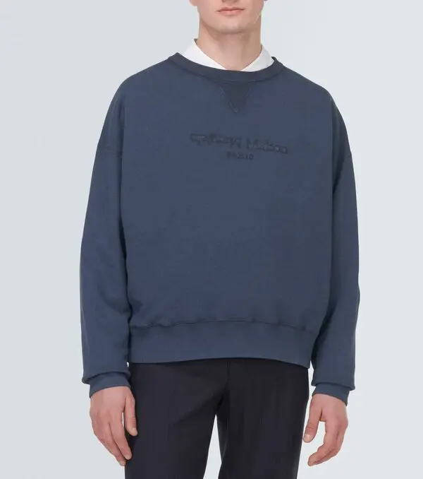 MAISON MARGIELA Logo Cotton Sweatshirt - Blue