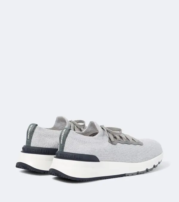 Brunello Cucinelli Leather-trimmed Knitted Sneakers