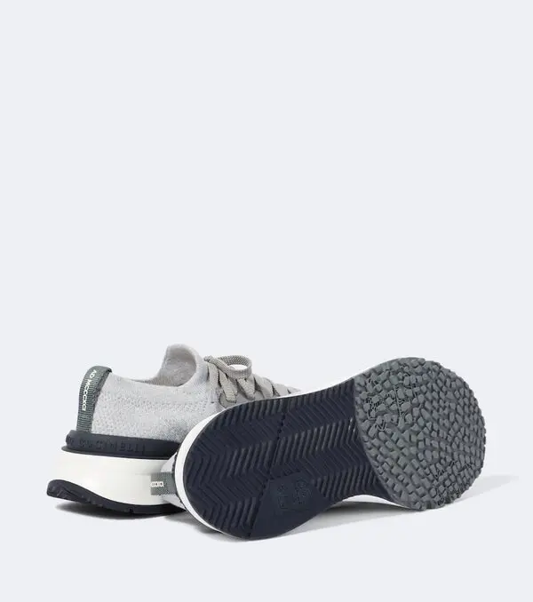 Brunello Cucinelli Leather-trimmed Knitted Sneakers