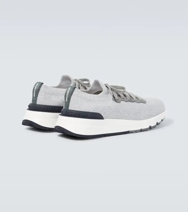 Brunello Cucinelli Leather-trimmed Knitted Sneakers