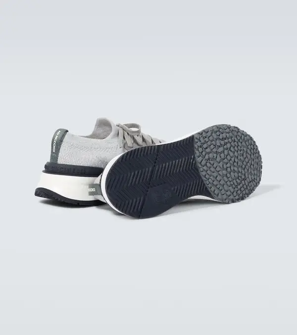 Brunello Cucinelli Leather-trimmed Knitted Sneakers