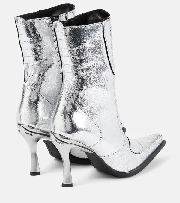 Vetements Metallic Leather Ankle Boots
