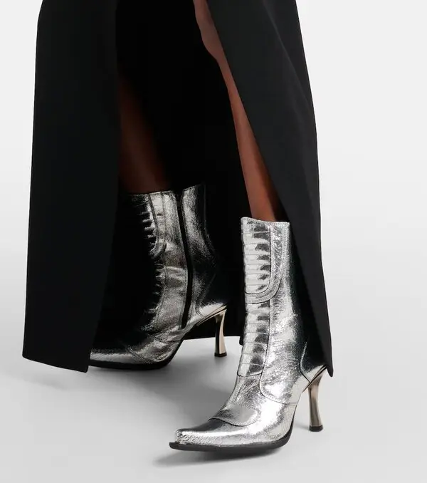 Vetements Metallic Leather Ankle Boots