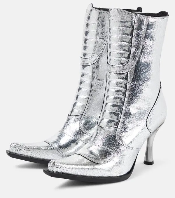 Vetements Metallic Leather Ankle Boots