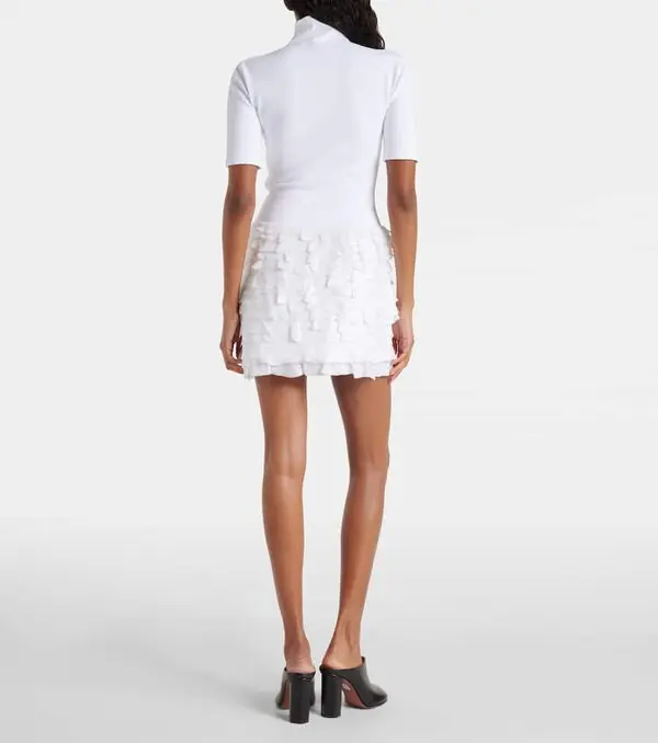 Alaïa Ruffled High-neck Jersey Minidress