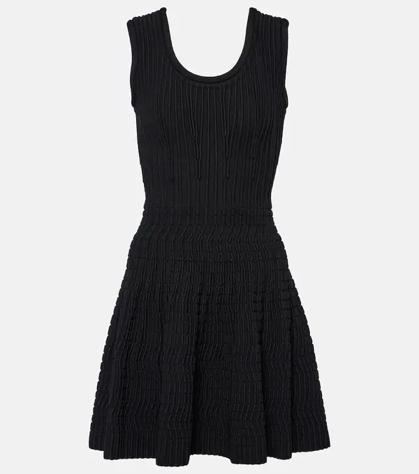 Alaïa Pointelle Knit Mini Dress - Black