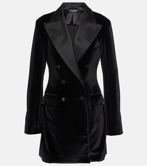 Dolce & Gabbana Double-breasted Velvet Blazer - Black