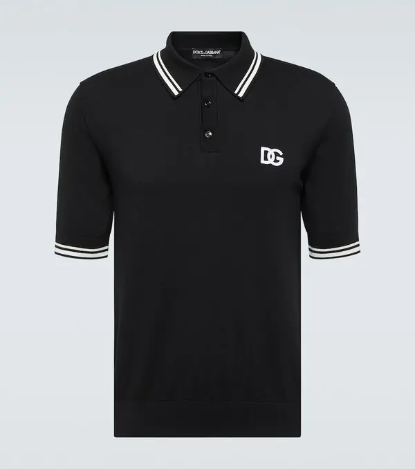 Dolce & Gabbana Logo Cotton Piqué Polo Shirt - Black