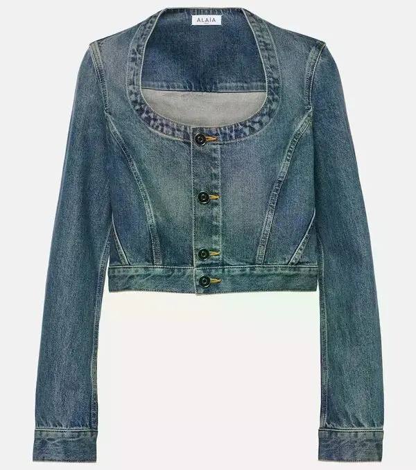 Alaïa Cropped Denim Jacket With Hood