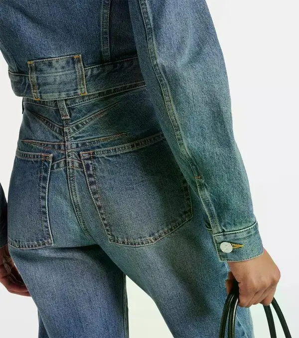 Alaïa Cropped Denim Jacket With Hood