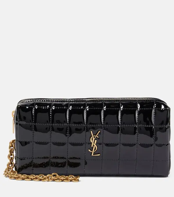 Saint Laurent Cassandre Matelassé Pouch With Strap - Black