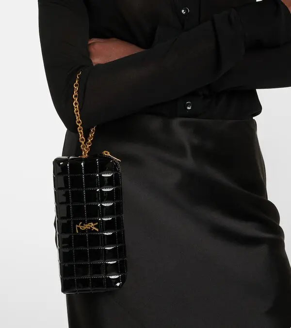 Saint Laurent Cassandre Matelassé Pouch With Strap - Black