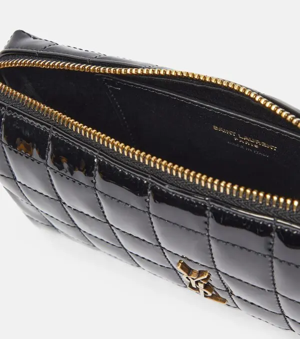 Saint Laurent Cassandre Matelassé Pouch With Strap - Black