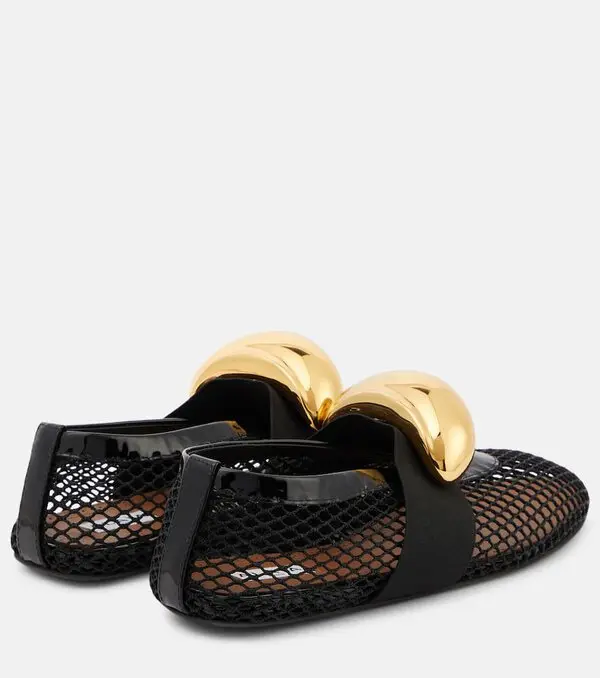 Alaïa Embellished Fishnet Ballet Flats