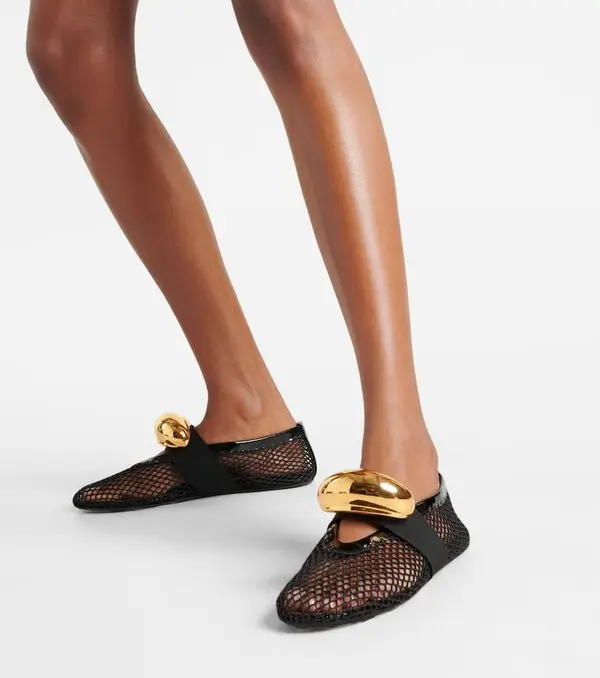 Alaïa Embellished Fishnet Ballet Flats