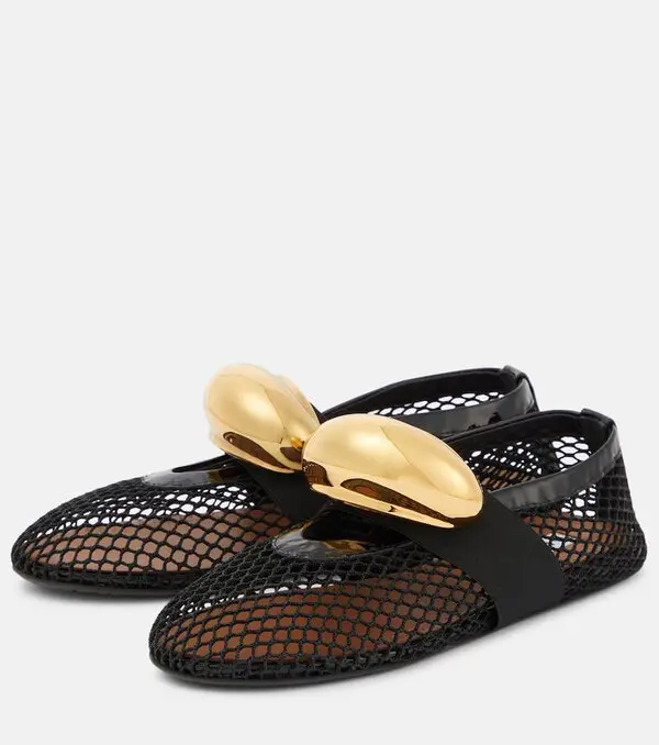Alaïa Embellished Fishnet Ballet Flats