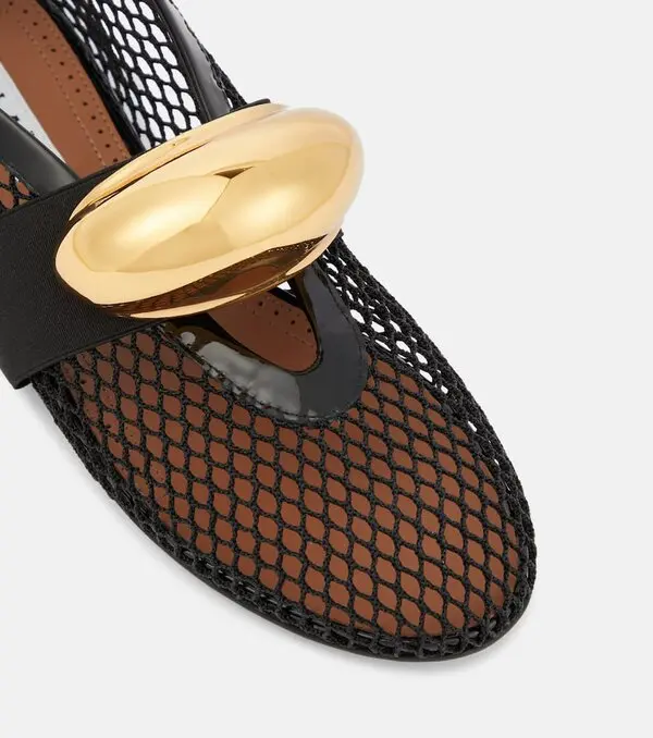 Alaïa Embellished Fishnet Ballet Flats