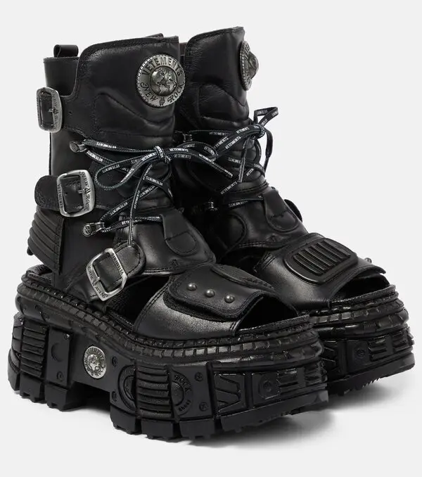 Vetements Leather Platform Boots - Black