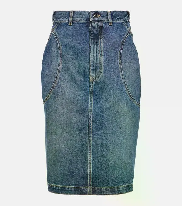 Alaïa Denim Pencil Skirt