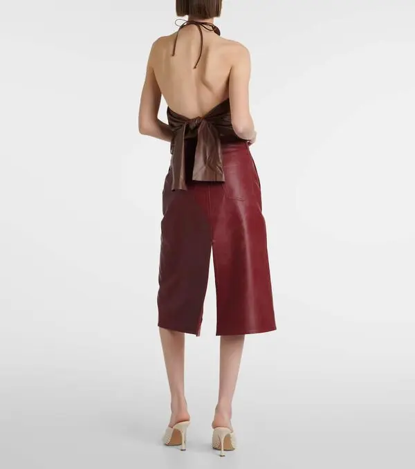 Johanna Ortiz Gathered Halterneck Leather Top