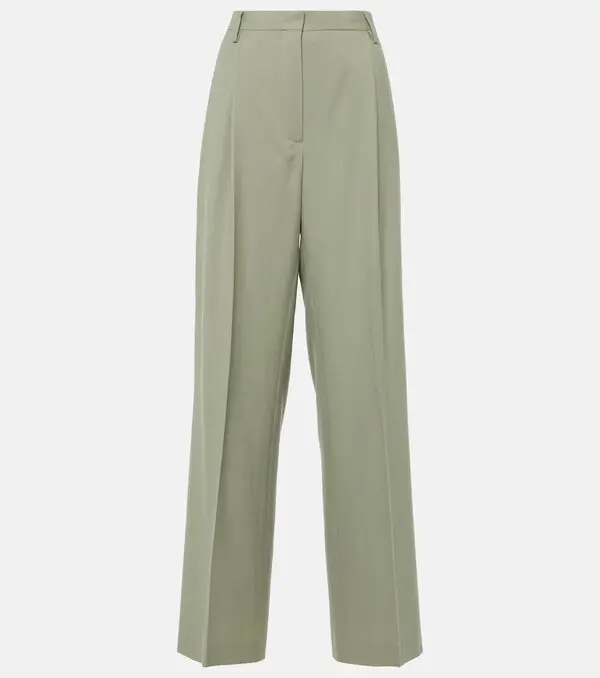 Dries Van Noten Mid-rise Straight Wool Pants - Green
