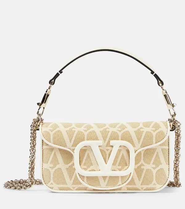 Valentino Garavani Small Toile Iconographe Shoulder Bag - Beige
