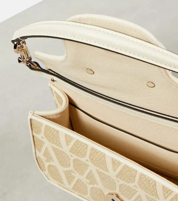 Valentino Garavani Small Toile Iconographe Shoulder Bag - Beige
