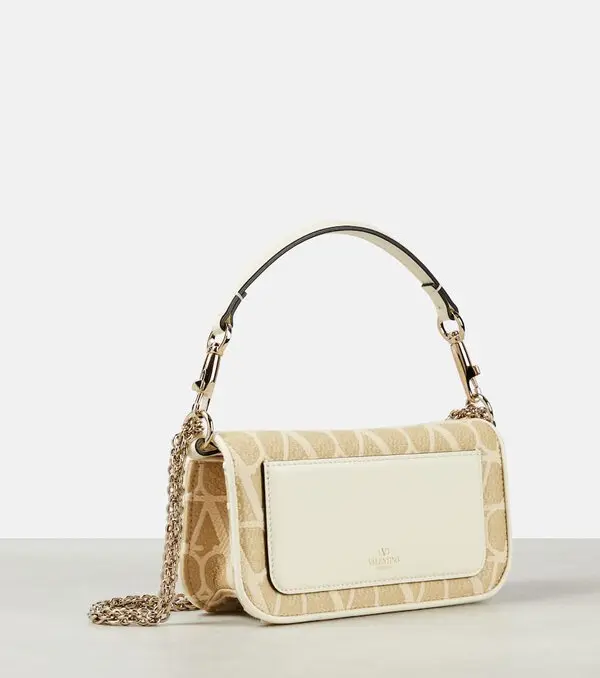 Valentino Garavani Small Toile Iconographe Shoulder Bag - Beige