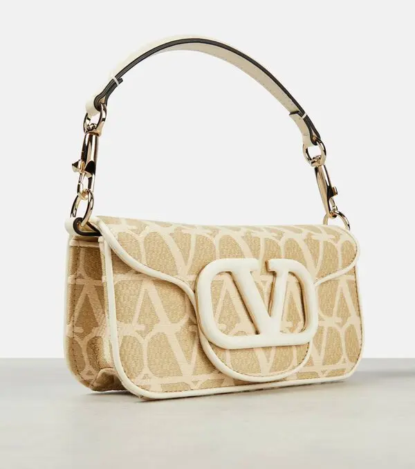 Valentino Garavani Small Toile Iconographe Shoulder Bag - Beige
