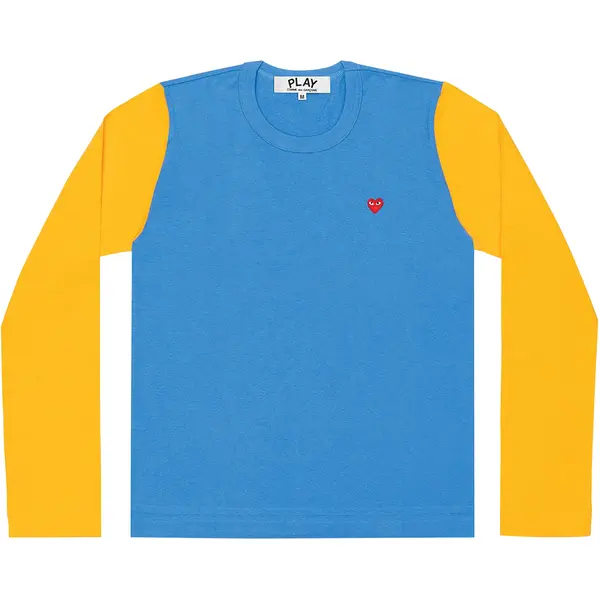 Play Comme Des Garcon Bi-color Long-sleeve T-shirt - Blue