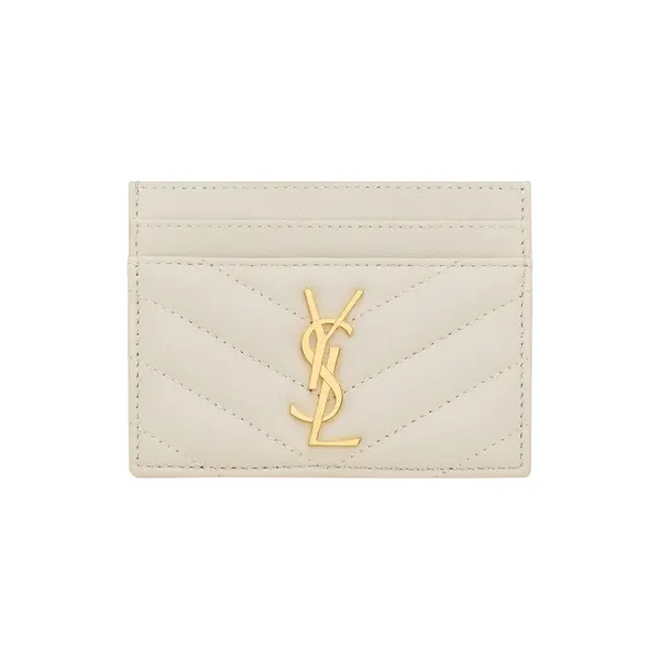 Saint Laurent Logo Plaque Cardholder 'vintage - White