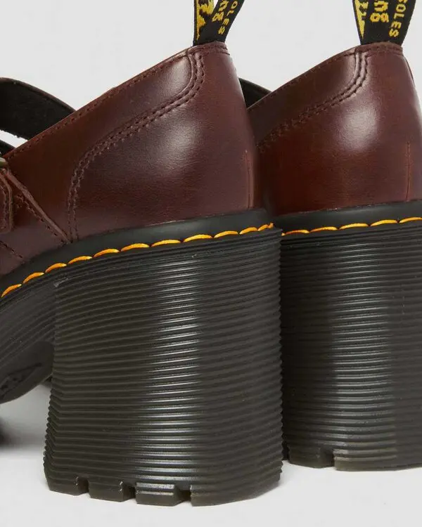 Dr. Martens Eviee Leather Mary Jane Heeled Shoes - Brown